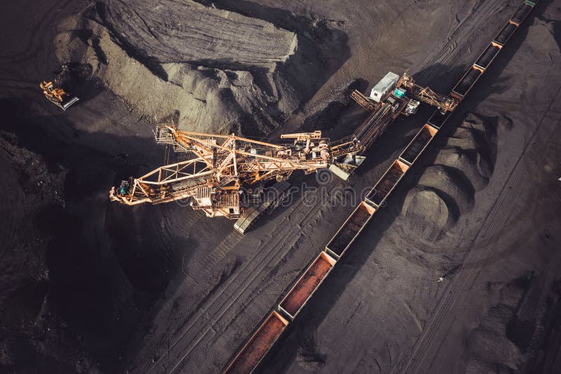 Coal mining from above stock image. Image of excavation - 95601397