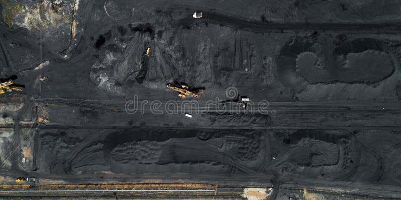 Coal mining from above stock image. Image of excavator - 150387753