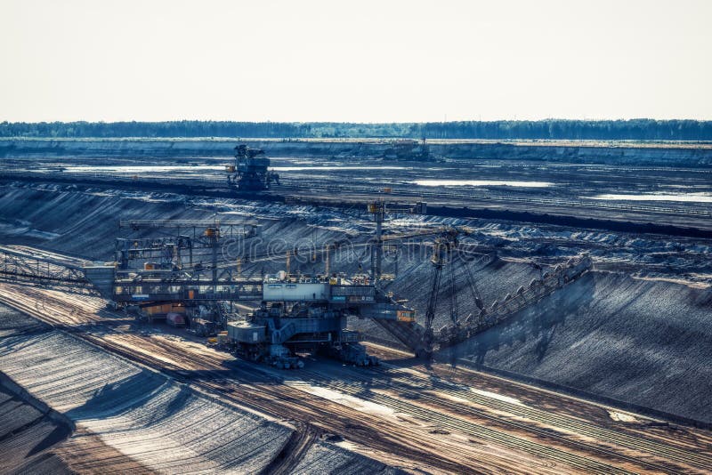 Coal Mining With Heavy Excavator In Germany, Boxberg Power Station In ...