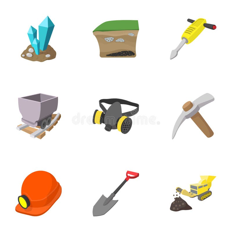 Coal Mining Icons Set, Cartoon Style Stock Illustration - Illustration ... Coal Mining Icons Set, Cartoon Style Stock Illustration - Illustration ...