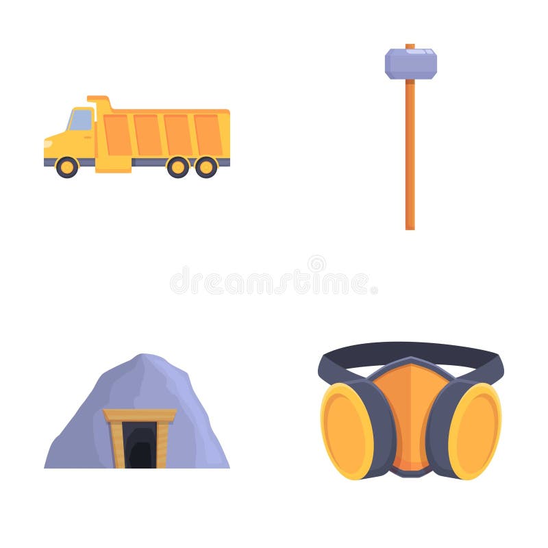 Coal Mining Icons Set Cartoon Vector. Equipment for Mining Industry ...