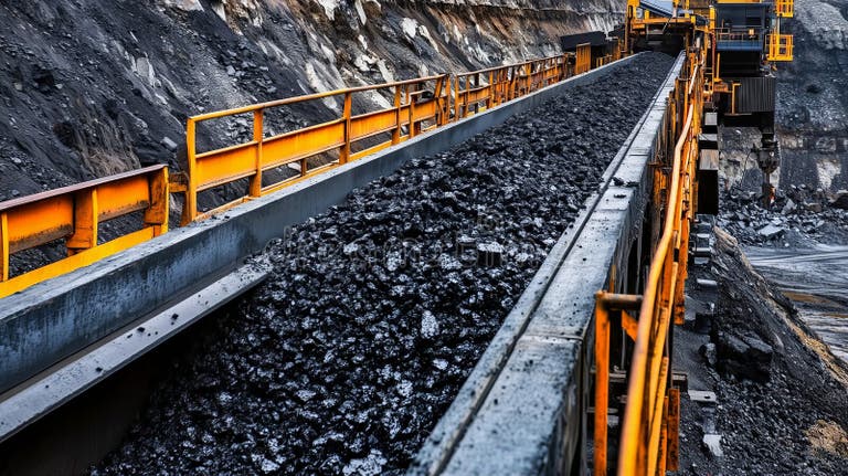 Coal Mining Industry Conveyor Belt Transporting Minerals from Open Pit ...