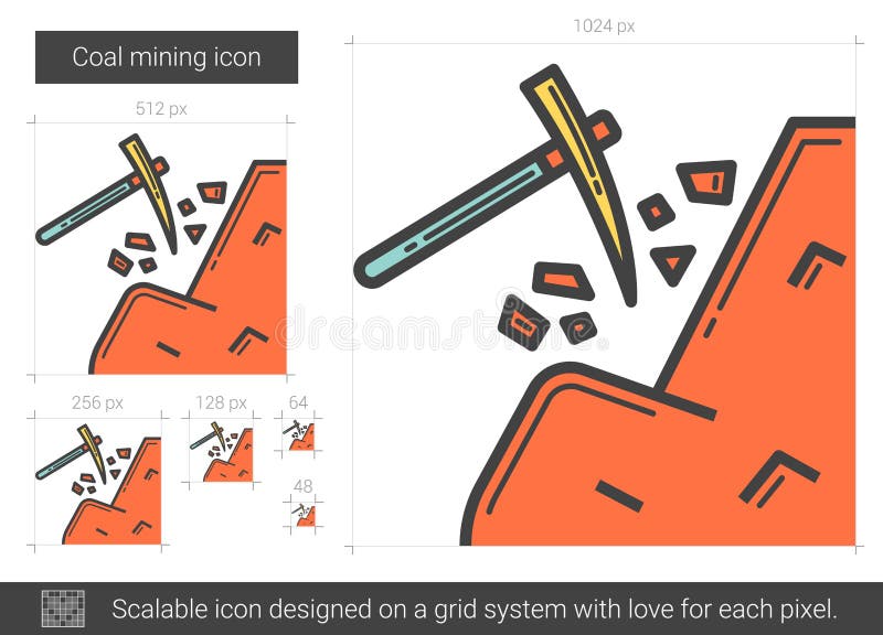 Coal mining line icon. stock vector. Illustration of chisel - 95106120