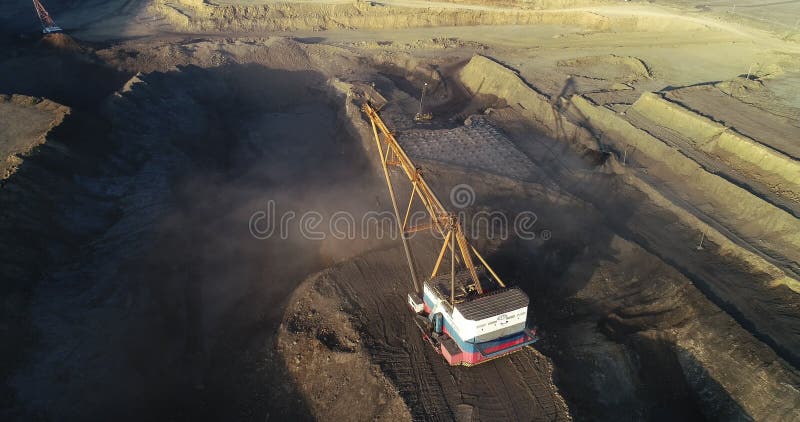 Excavator Open Pit New Small Above Mining Stock Footage - Video of ...