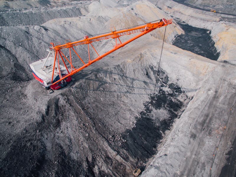 Coal mining in open pit stock image. Image of equipment - 73933139