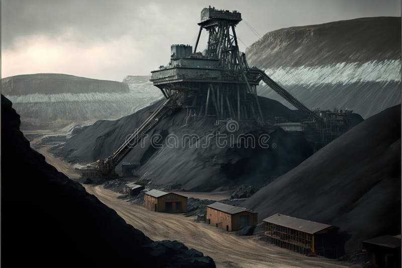 Coal Mining at an Open Pit, Heavy Industry Stock Illustration ...