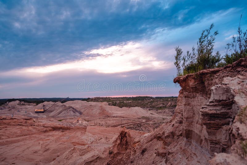 Coal Mining at an Open Pit at Sunset Stock Photo - Image of power ...