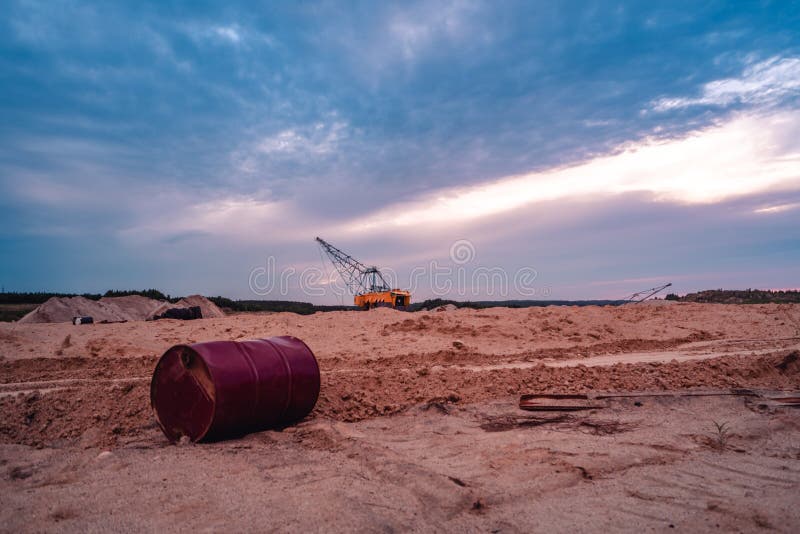 Coal Mining at an Open Pit at Sunset Stock Photo - Image of mining ...