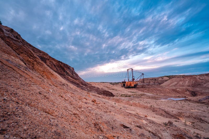 Coal Mining at an Open Pit at Sunset Stock Image - Image of heavy ...