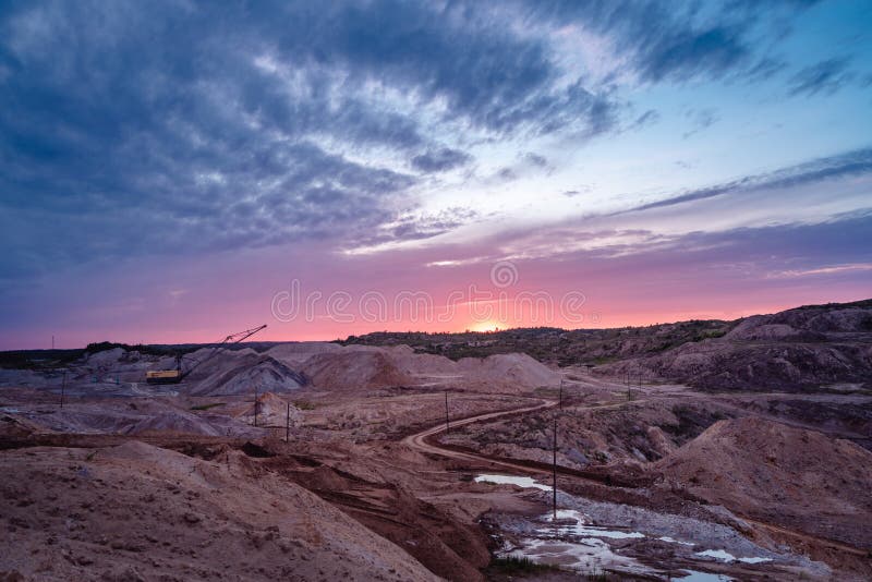 Coal Mining at an Open Pit at Sunset Stock Image - Image of mining ...
