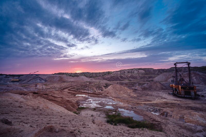 Sunset on the old mine stock photo. Image of industrial - 9968904
