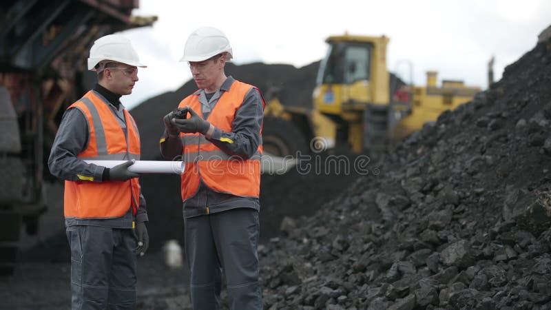 Coal Mining Open Pit Worker Man Stock Video - Video of fossil, mineral ...