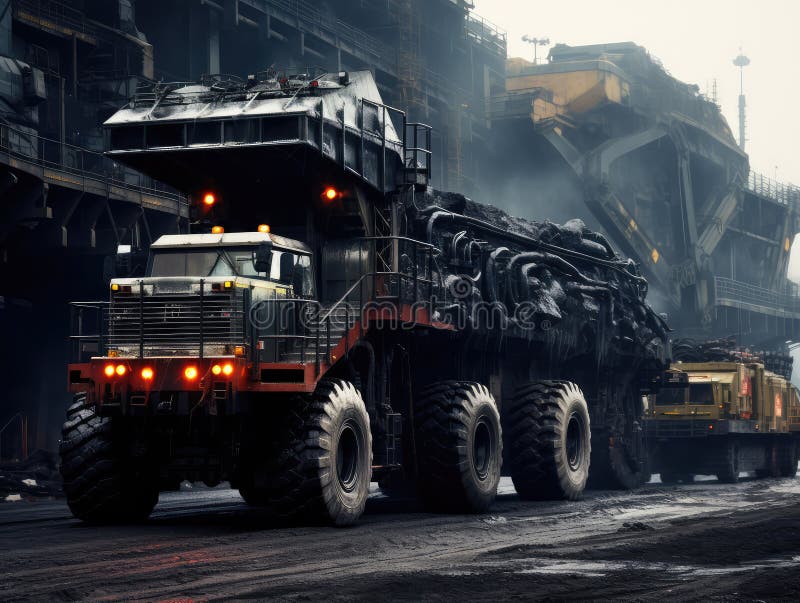 Coal Mining Operations: Heavy Machinery at Work Site, Facilitating ...