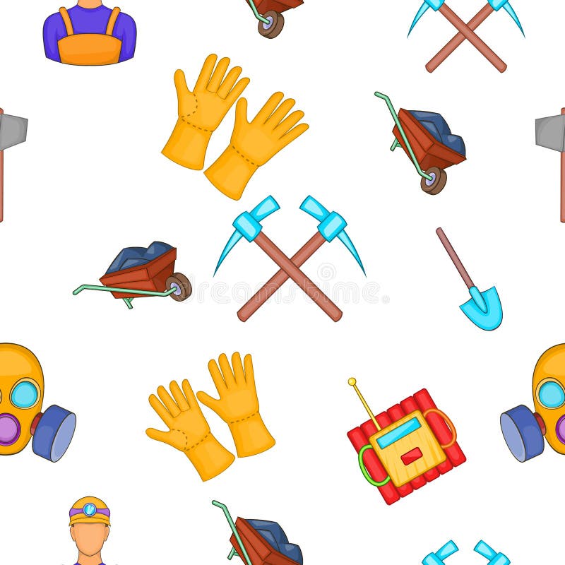 Coal Mining Pattern, Cartoon Style Stock Vector - Illustration of dirt ...