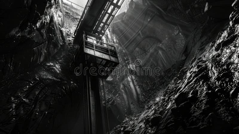 Coal Mining Process with Large Machinery and Workers in the Industrial ...