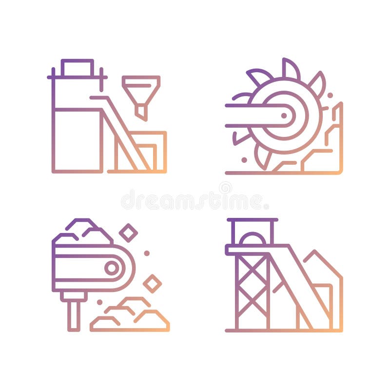 Coal Mining Process Pixel Perfect Gradient Linear Vector Icons Set ... Coal Mining Process Pixel Perfect Gradient Linear Vector Icons Set ...