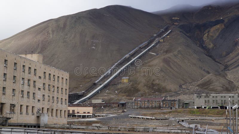 Coal-mining at Pyramiden Settlement. Svalbard Stock Image - Image of ...