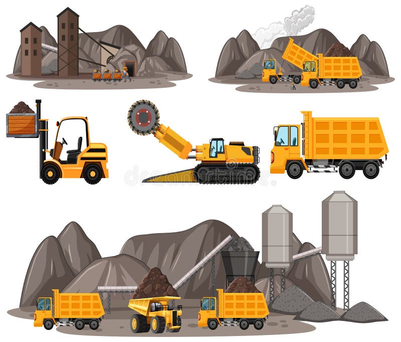 Coal Mining Scene With Different Types Of Construction Trucks Stock ... Coal Mining Scene With Different Types Of Construction Trucks Stock ...