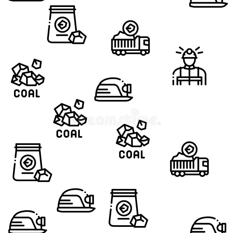Coal Mining Seamless Pattern Vector Stock Vector - Illustration of ...