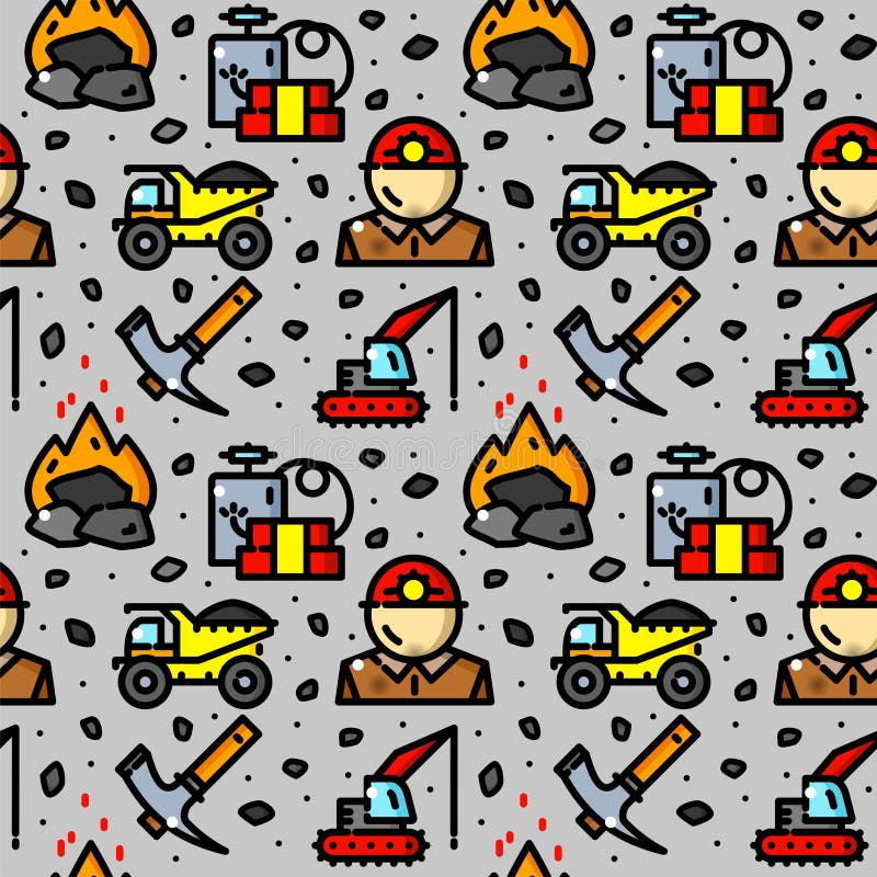 Coal Mining Seamless Pattern Vector Illustration Stock Vector ...