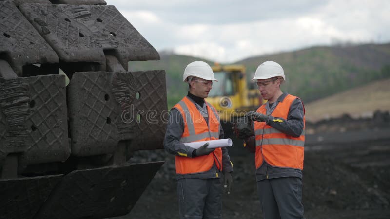 Coal Mining Open Pit Worker Man Stock Video - Video of helmet, fossil ...