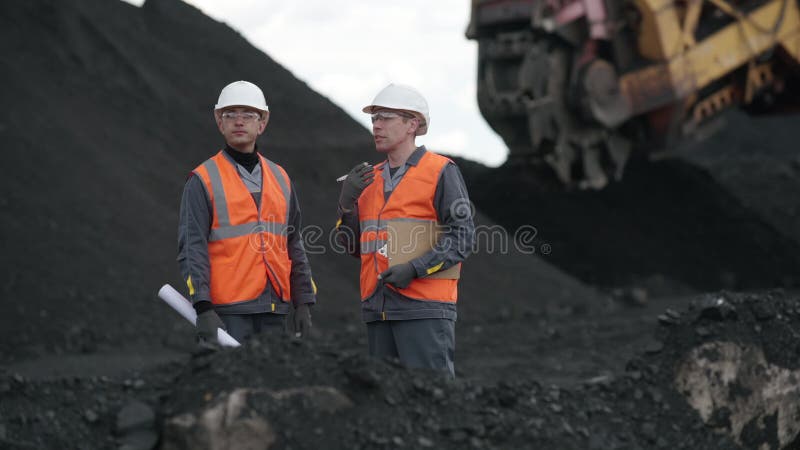 Coal Mining Open Pit Worker Man Stock Video - Video of helmet, fossil ...