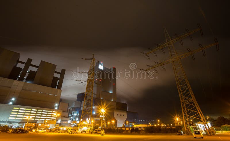 Coal Power Plant in the Night Stock Photo - Image of building ...
