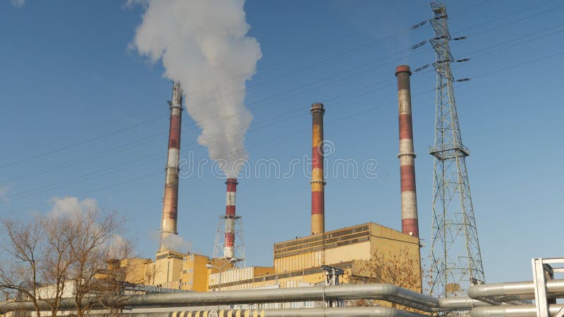 Coal Power Plant with Smoking Chimney Stock Image - Image of burning ...