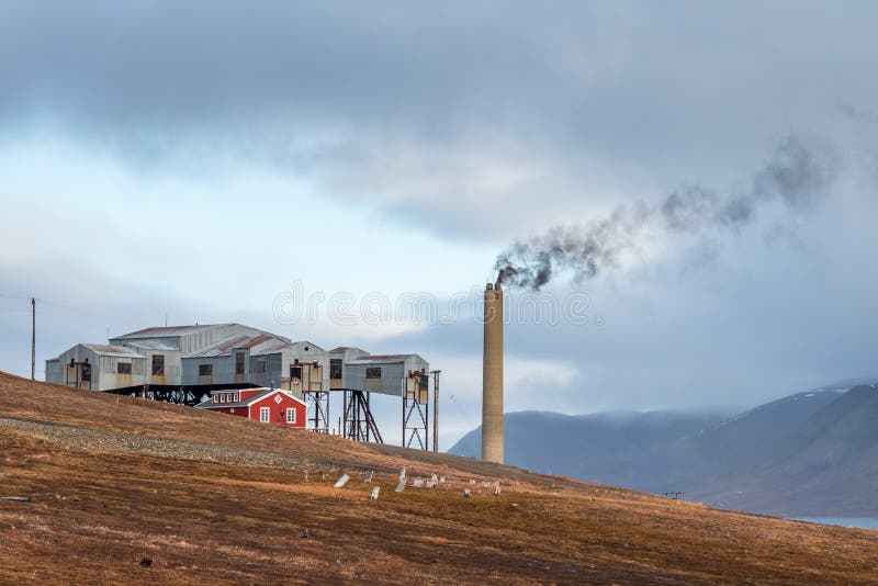Coal Power Station Smoke Stack in Longyearbyen, Svalbard, Norway Stock ...