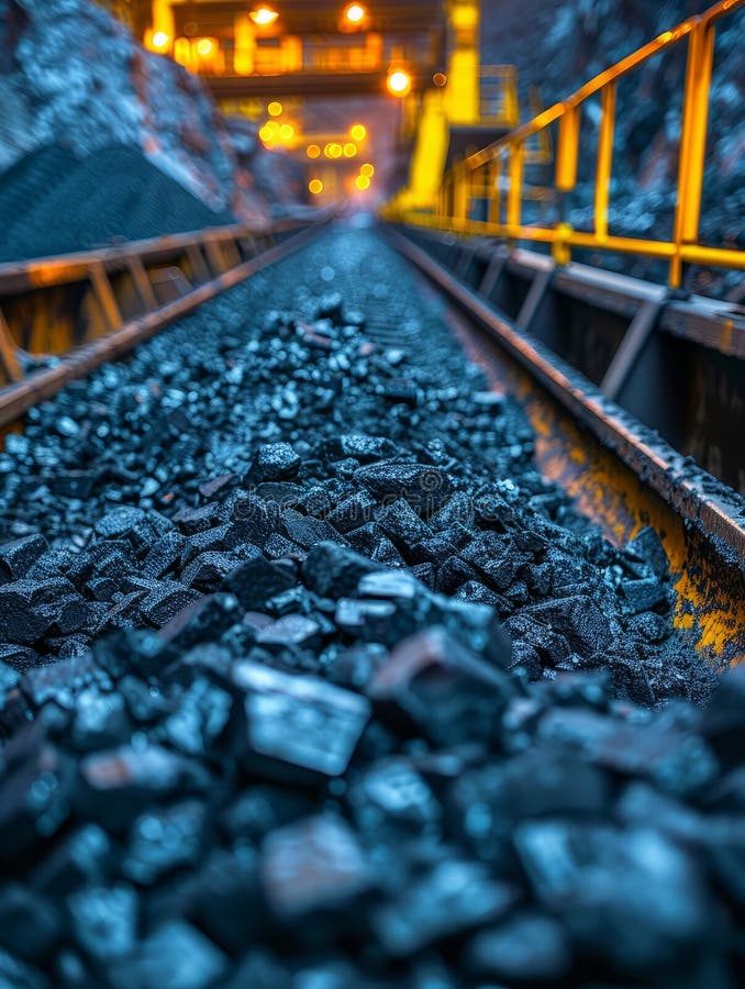 Coal Scattered on a Railway Track in an Industrial Mining Environment ...