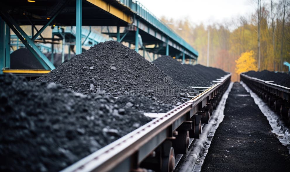 Coal Stack on Railway Tracks Stock Illustration - Illustration of ...