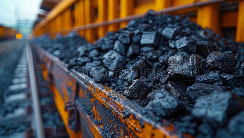 Coal Stacked in a Freight Train Car. Stock Image - Image of ...