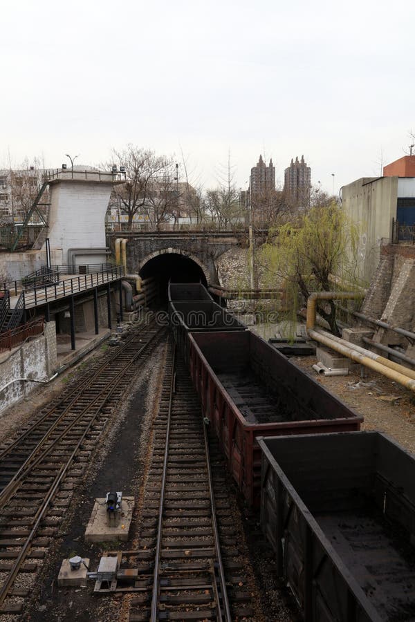 Coal Train Running on Railway, Tangshan, China Stock Image - Image of ...