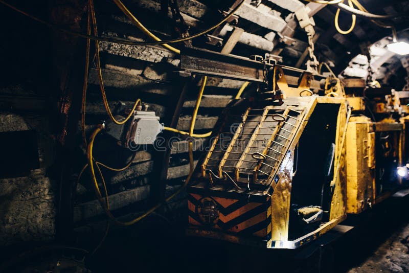 Coal Transport Train in Underground Coal Mine Stock Photo - Image of ...