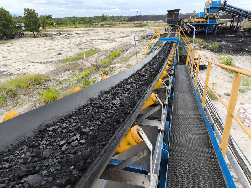 Coal Transported Using Conveyor in Place of Temporary Stacking Stock ...