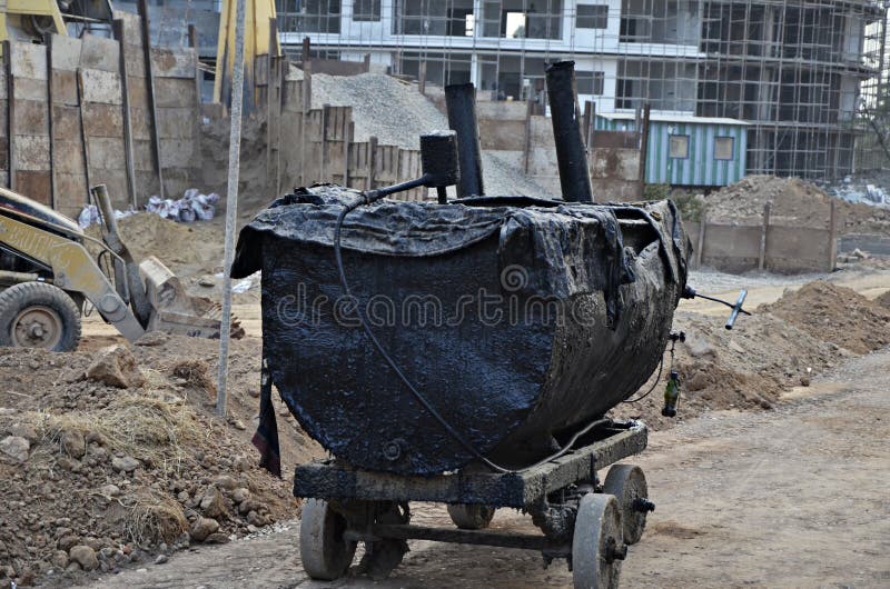 Coaltar Heating Machine on the Road Construction Stock Photo - Image of ...