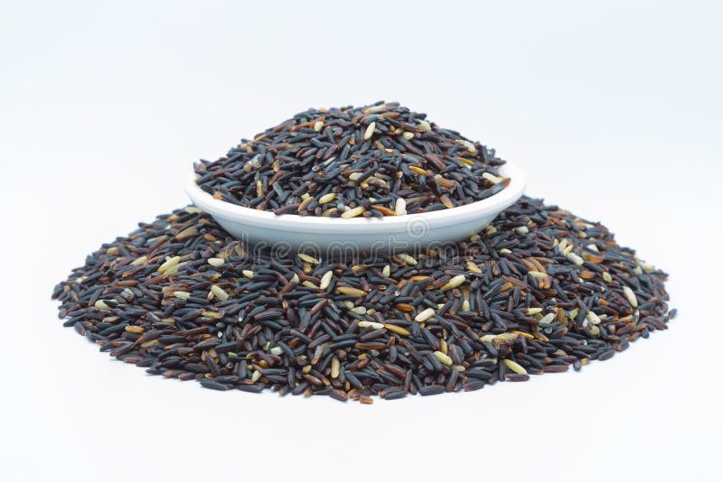 Coarse Black rice isolated stock photo. Image of ingredient - 57430484