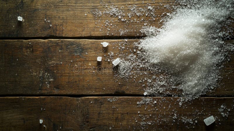 Coarse Granulated Sugar on Rustic Wooden Table Surface Stock ...