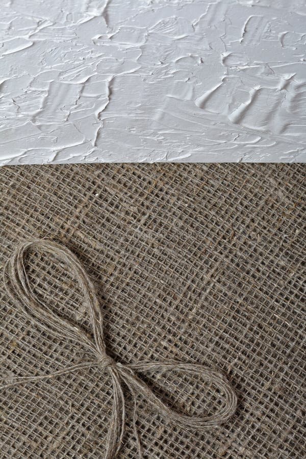 Coarse Linen Fabric. on it Lies a Bow of Linen Thread Stock Image ...