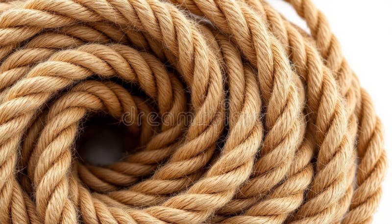 Coarse Natural Rope Coiled Neatly, Isolated on White Stock Illustration ...