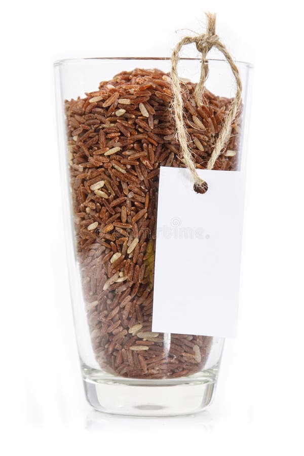 Coarse Rice Grain in Glass with Tag Stock Photo - Image of agriculture ...