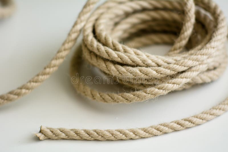 Coarse Rope Roll on a White Surface Stock Image - Image of natural ...