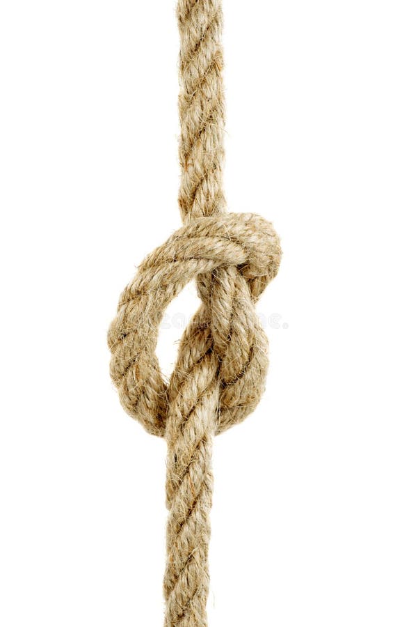 Coarse Rope with Simple Knot Isolated on White Stock Image - Image of ...