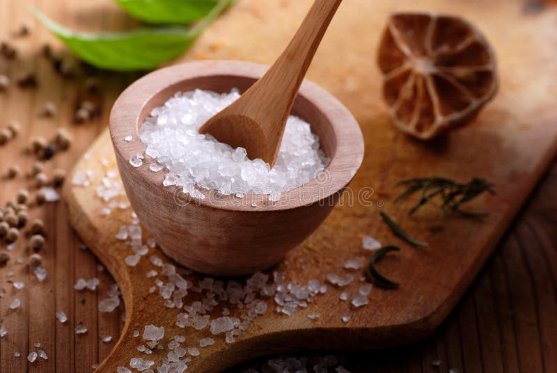 Coarse salt stock photo. Image of spoon, salt, brown - 33066240