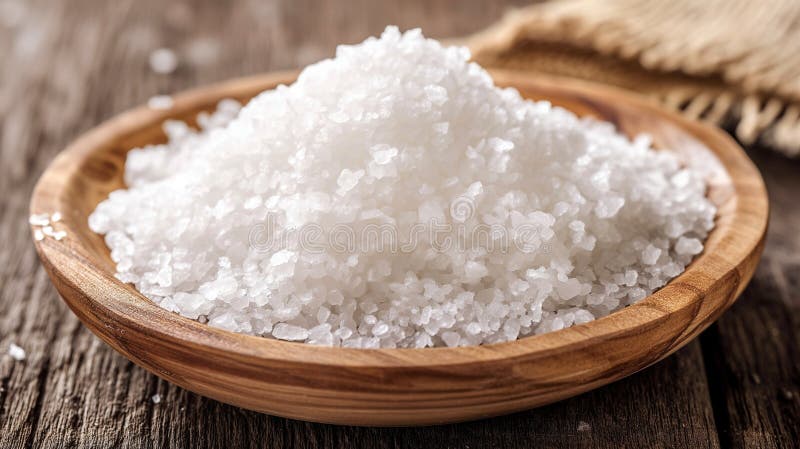 Coarse Sea Salt on Wooden Plate, Sea Salt, Epsom Salt, Himalayan Salt ... Coarse Sea Salt on Wooden Plate, Sea Salt, Epsom Salt, Himalayan Salt ...