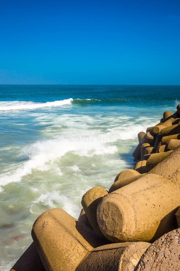 Coast of Atlantic Ocean in Casablanca, Morocco Stock Photo - Image of ...