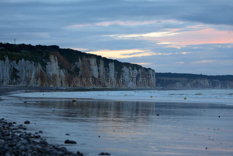 Cliffs and beach in Dieppe stock photo. Image of hill - 49677624
