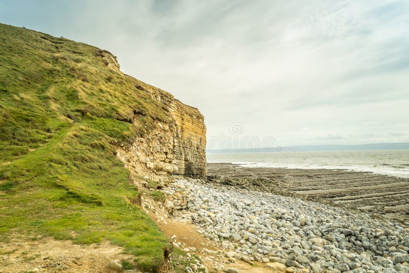 Coast with Beach and Monuments, Wales Stock Photo - Image of welsh ...