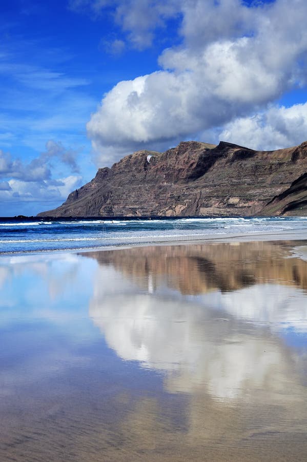 Famara Beach, Lanzarote, Canary Islands, Spain Stock Image - Image of ...