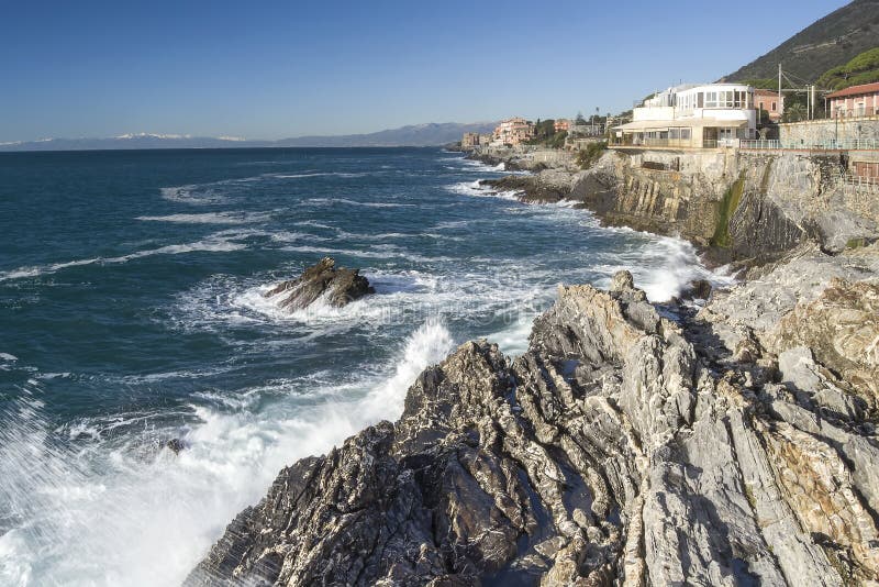 The coast of Genoa Nervi stock image. Image of landscape - 28413459
